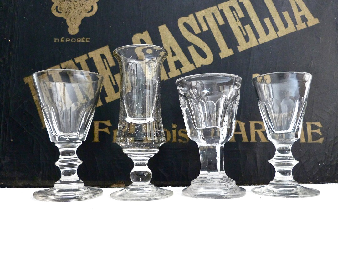 19th - 4 French Antique Calvados Glasses - Hipster Bar - French Antique ...