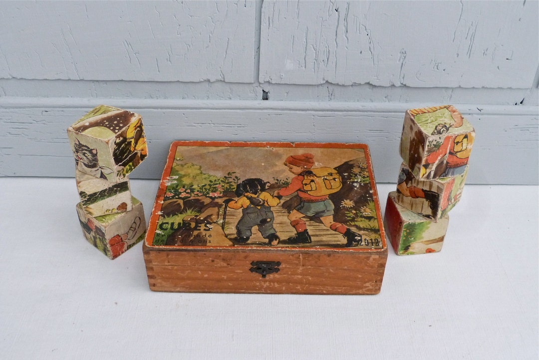 French Cube Game - French Antique Toy - French Children Toy - - Etsy