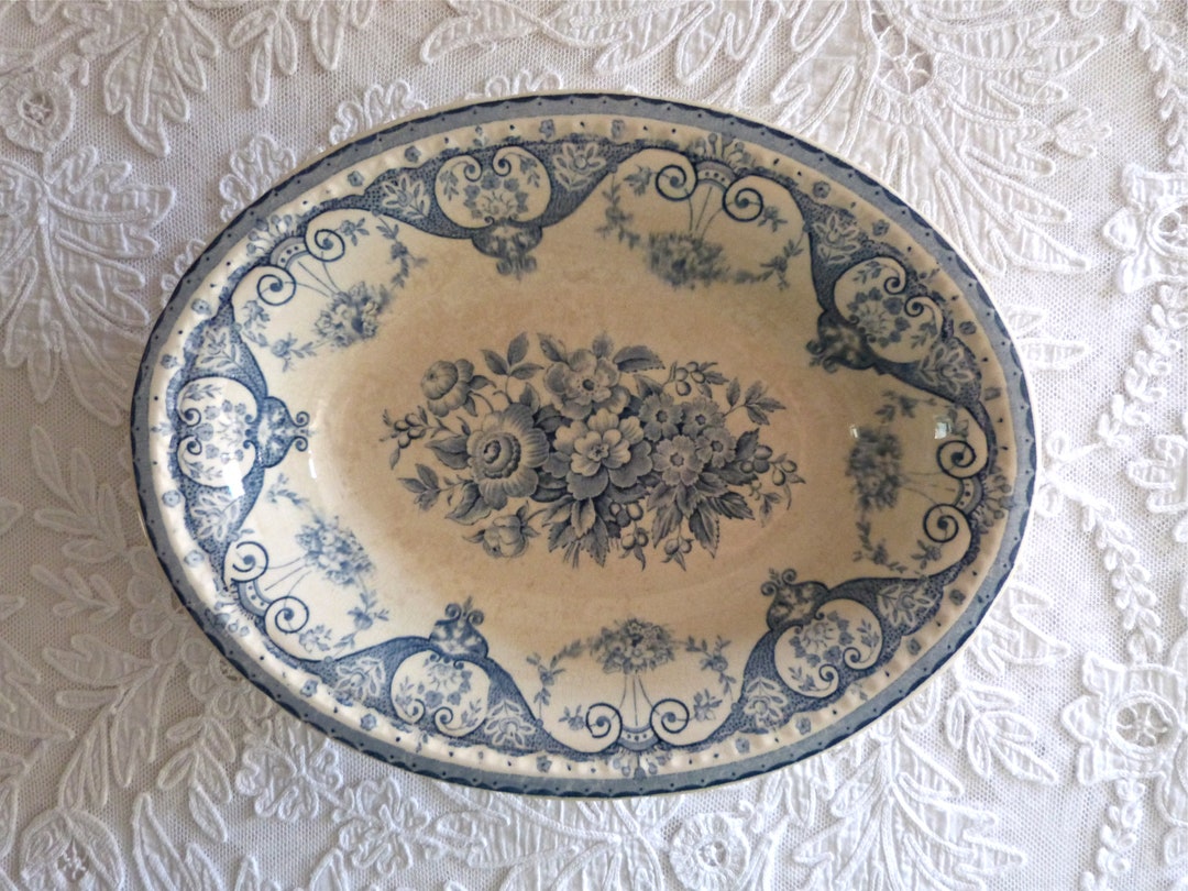 Oval Platter Swinnerton English Plate Serving Plate antique Flow Blue ...