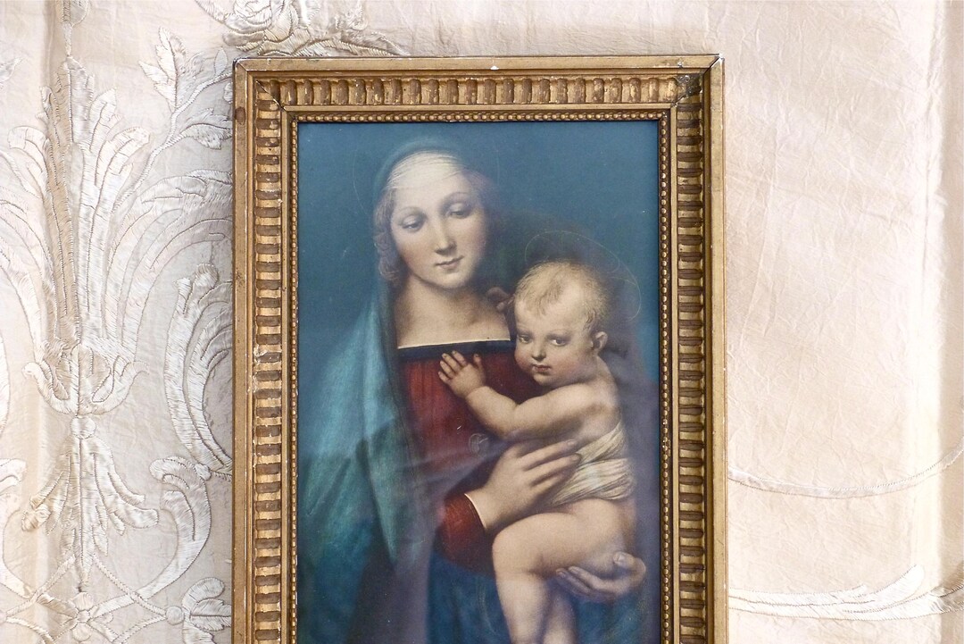 Religious Engraving -18th Style VIRGIN MARY and Child - RAPHAEL - Etsy