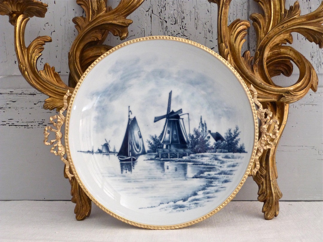Unique 19th Delf Dutch Plate Mounted in Gilt Bronze - Etsy UK