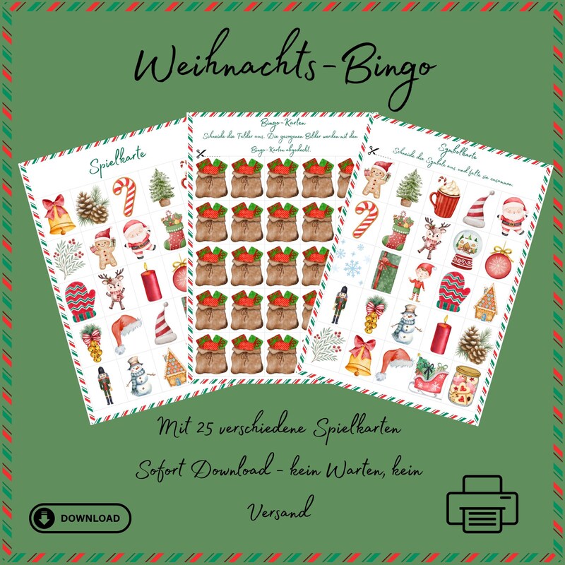 Weihnachten bingo ausdrucken - Etsy.de