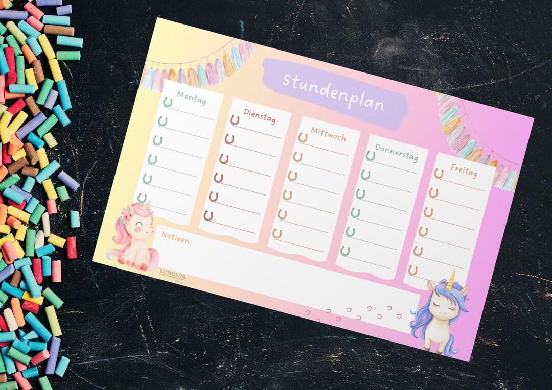 Unicorn Timetable Printable | Timetable Template for Children ...