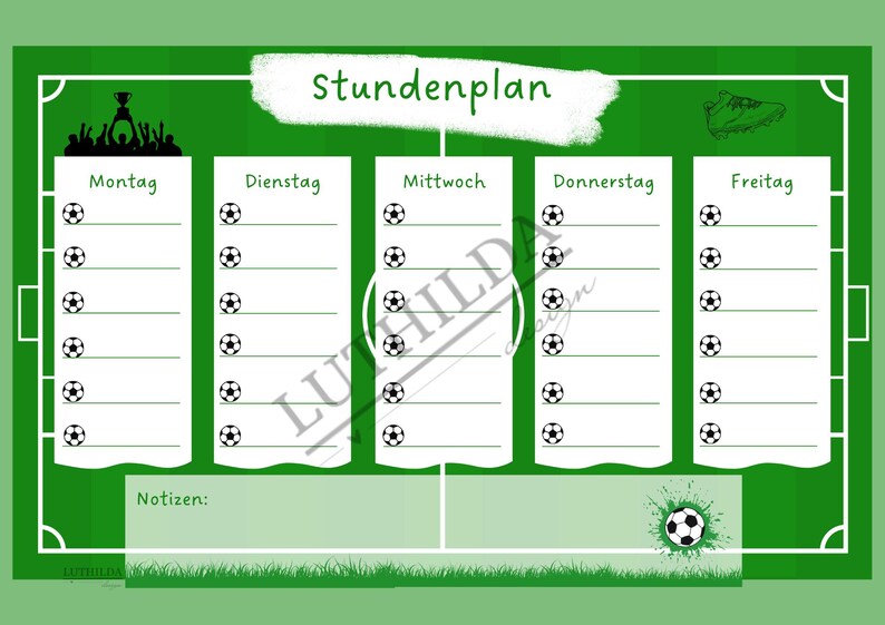 Soccer Timetable for Kids - Sports Timetable | Digital Download for ...