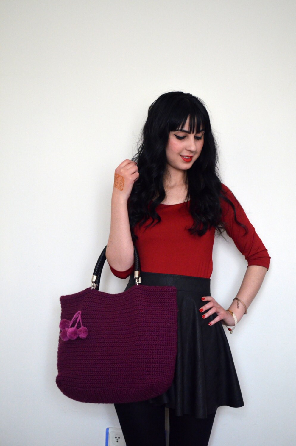 CROCHET ULTRA VİOLET Bag, Purple Crocheted Handbag Celebrity Style ...