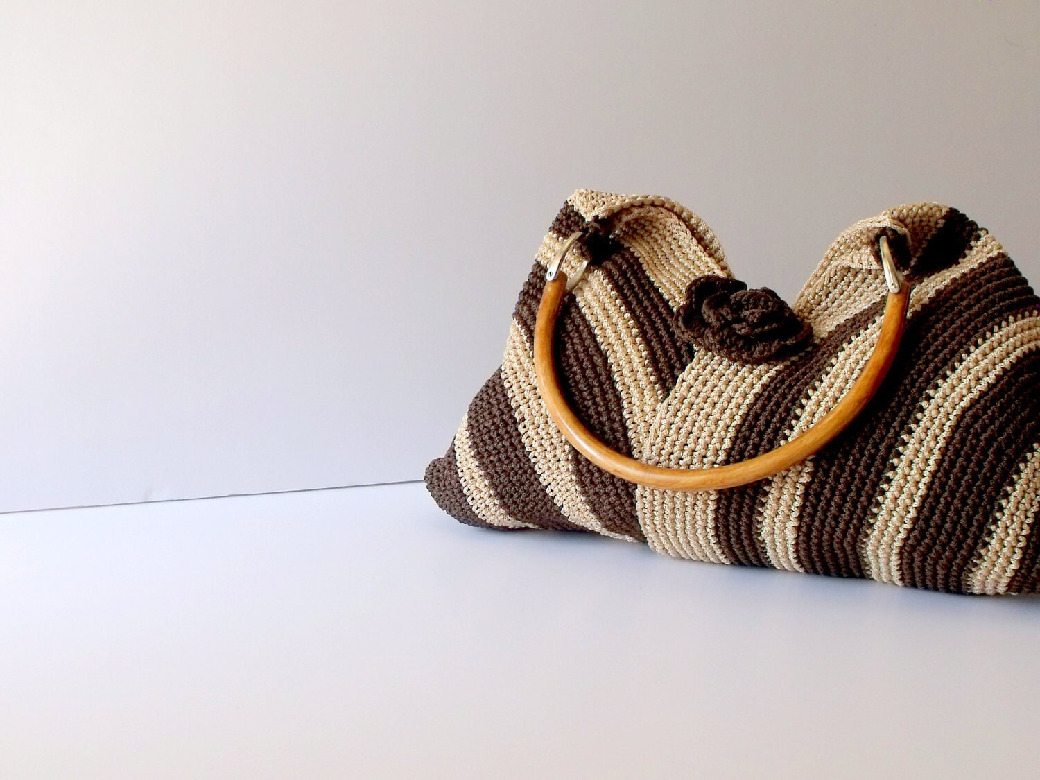 Crochet Brown Shoulder Bag Everyday Bag Shoulder Bag - Etsy