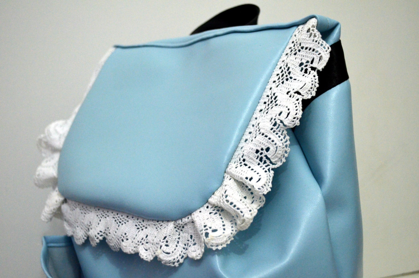 Vintage Blue Leather Lace Backpack, Student Backpack , Vintage Backpack ...