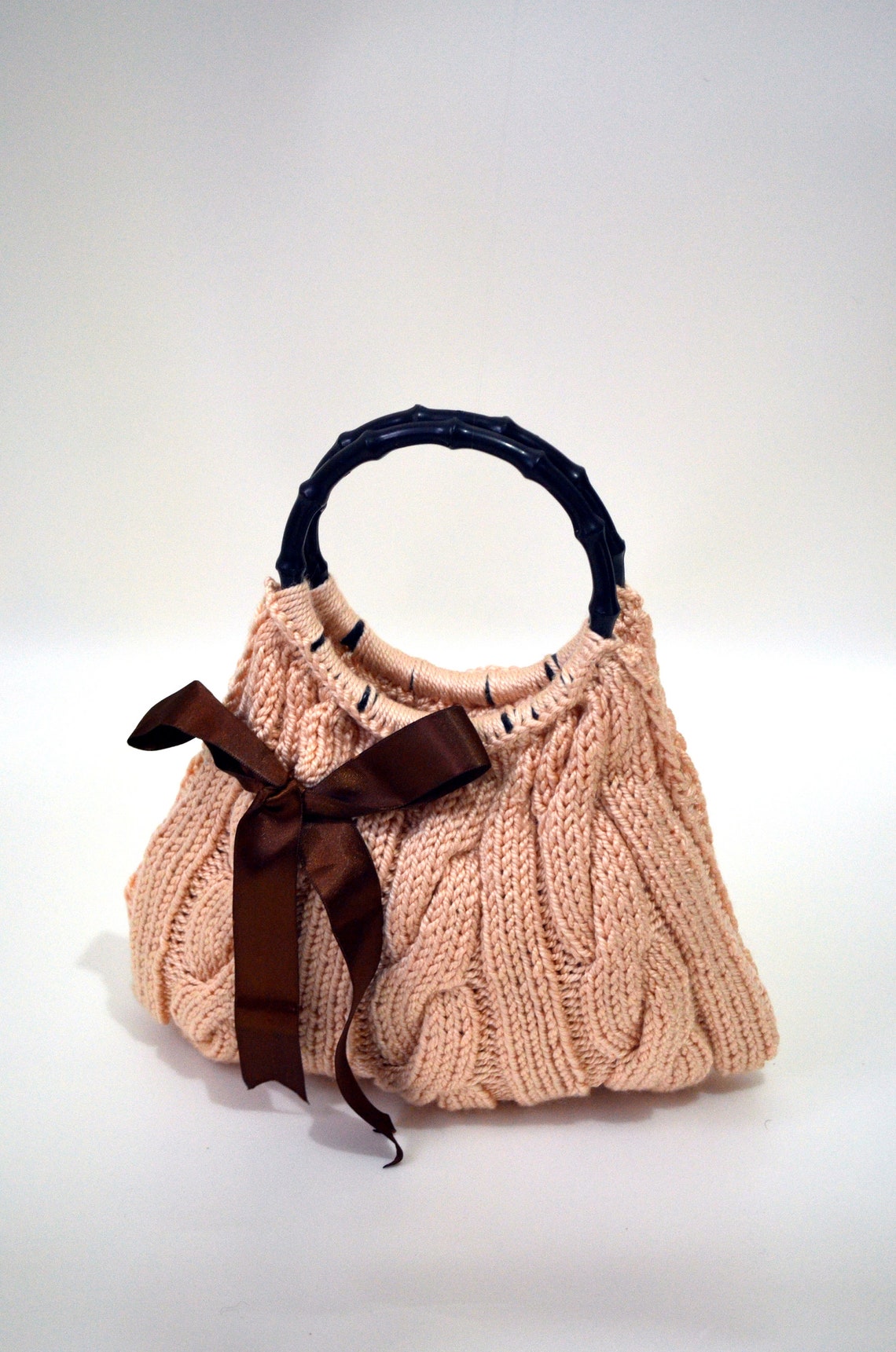 Hand Knit Tote Knitted Gray Handbag Cable Braided Bag Grey - Etsy