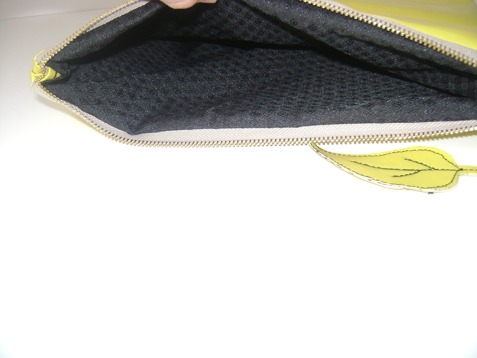 Leather Yellow Clutch, With Brass Zipper Closure Butter, Simple Stylish ...