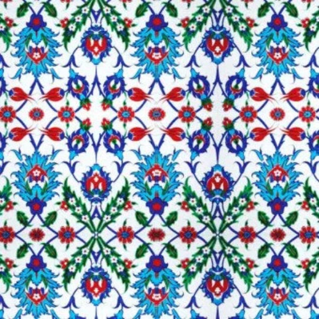 IKAT Host Gift Blue ,damask Ottoman Tulip Tile Coral, Authentic Turkish ...