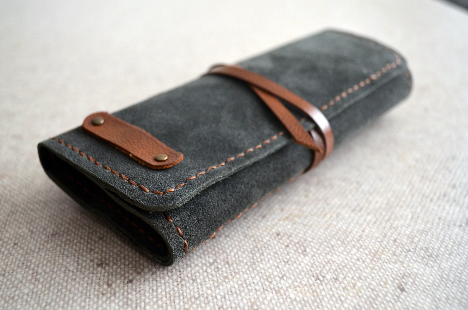 Hand Stitched Leather Pencil Case, Artist Pencil Case, Roll Tool Case ...