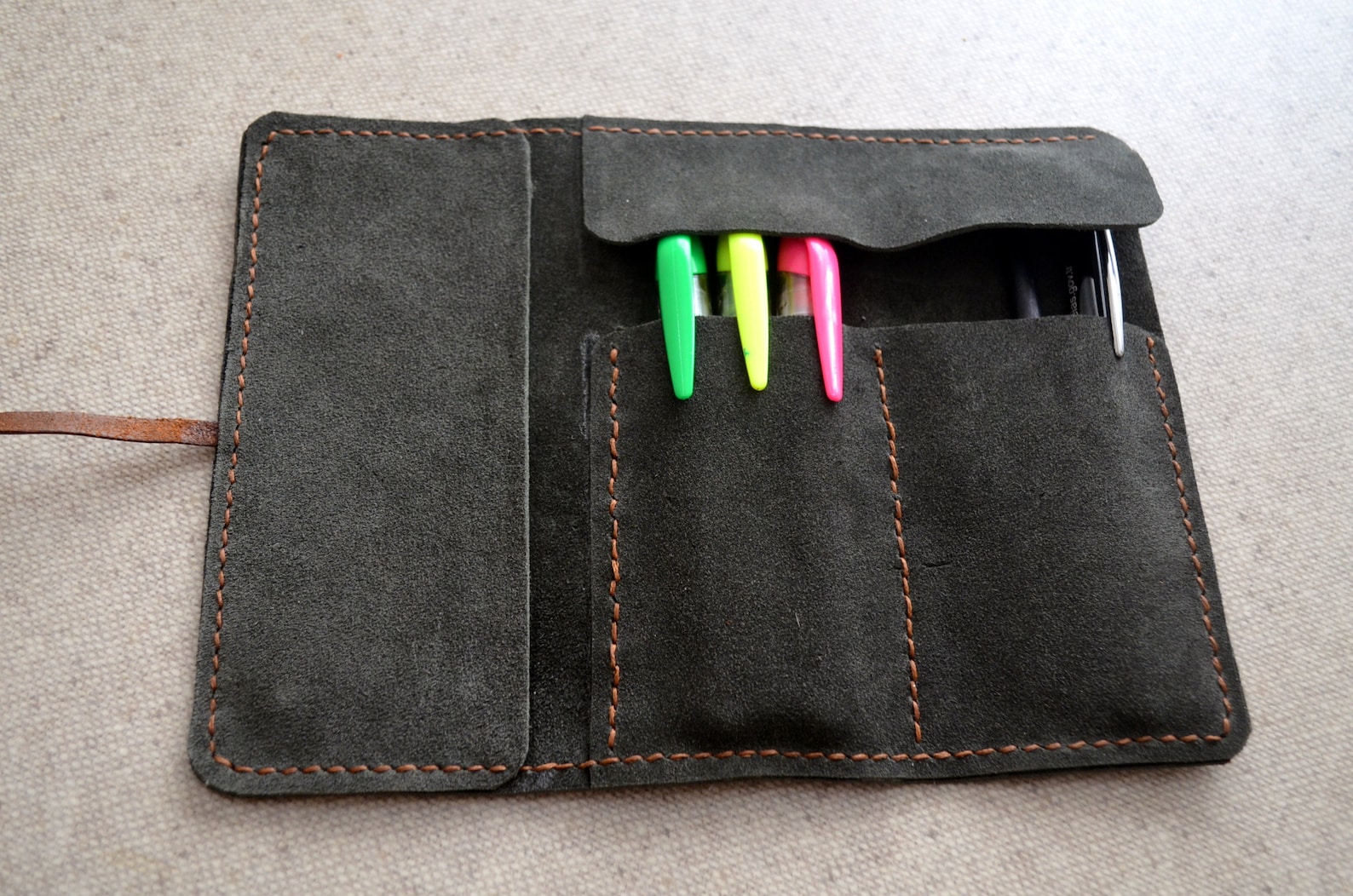 Hand Stitched Leather Pencil Case Artist Pencil Case Roll - Etsy