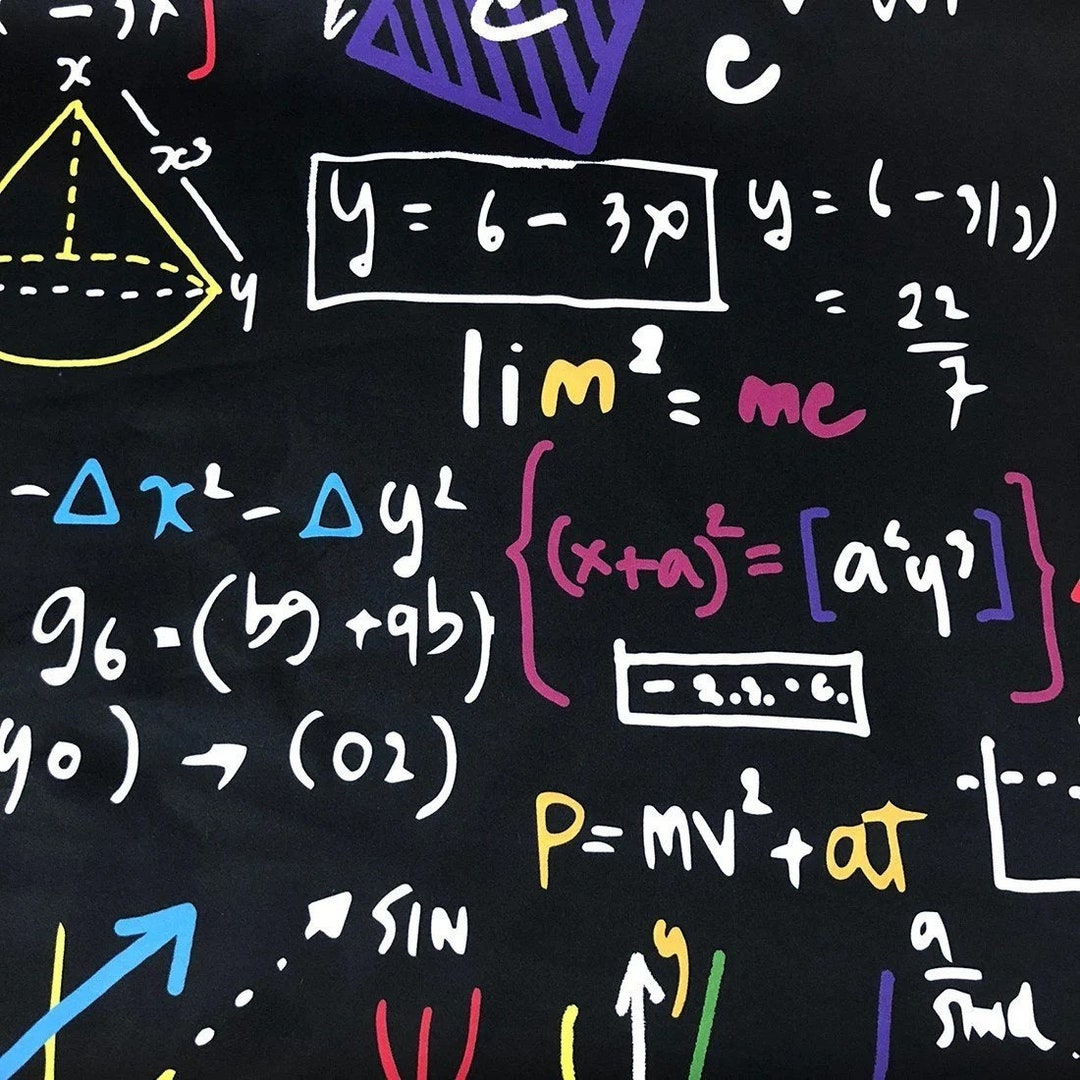 Math Fabric Mathematic Blackboard Print, Math Geometry Fabric ...
