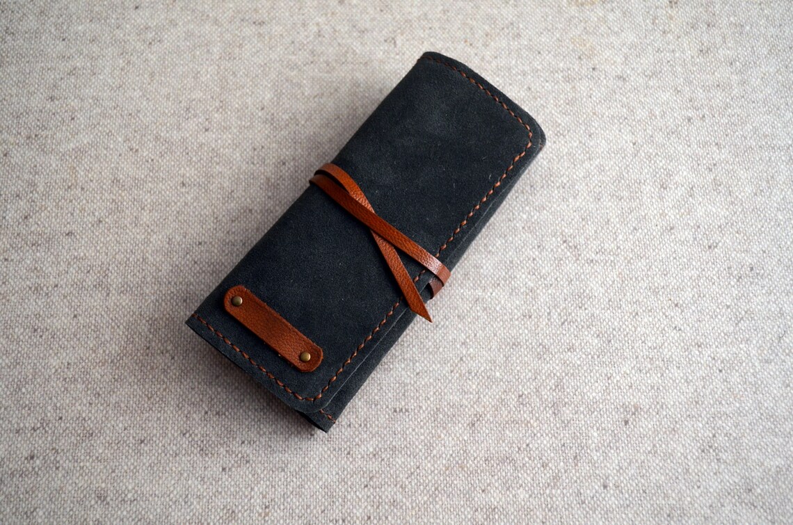 Hand Stitched Leather Pencil Case Artist Pencil Case Roll - Etsy