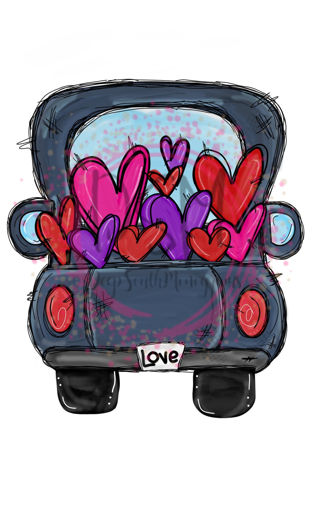Truck Valentine's Day Heart Clip Art Png Sublimation Digital Download ...