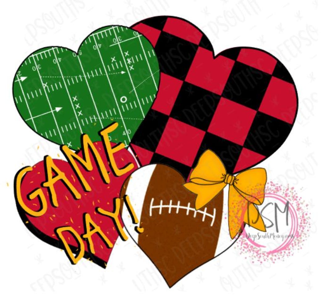 Checkered Football Heart Digital Download Design Sublimation Print to ...