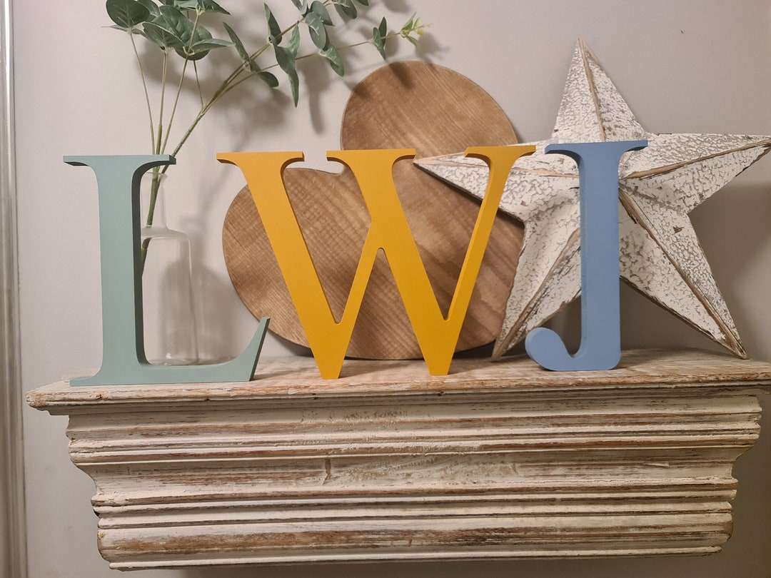 Painted Wooden Standing Letters - Times Font, 25cm (set of 6) - Etsy