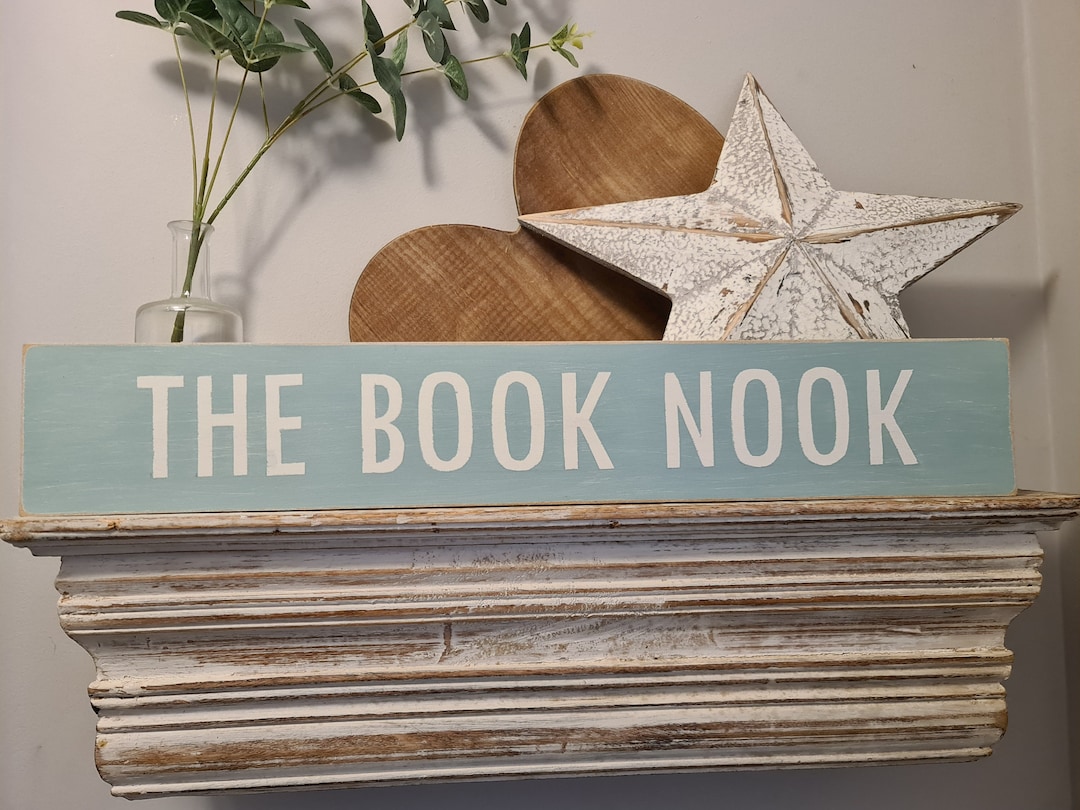 Handmade Wooden Sign THE BOOK NOOK Rustic, Vintage, Shabby Chic - Etsy UK