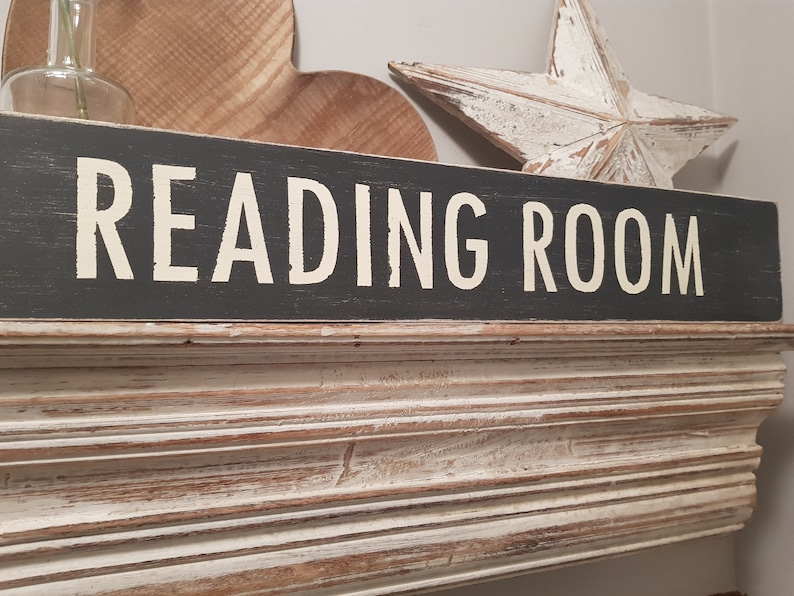 Handmade Wooden Sign READING ROOM Rustic Vintage Shabby - Etsy