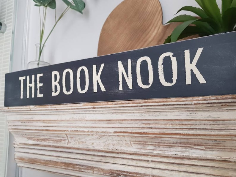 Handmade Wooden Sign THE BOOK NOOK Rustic Vintage Shabby - Etsy