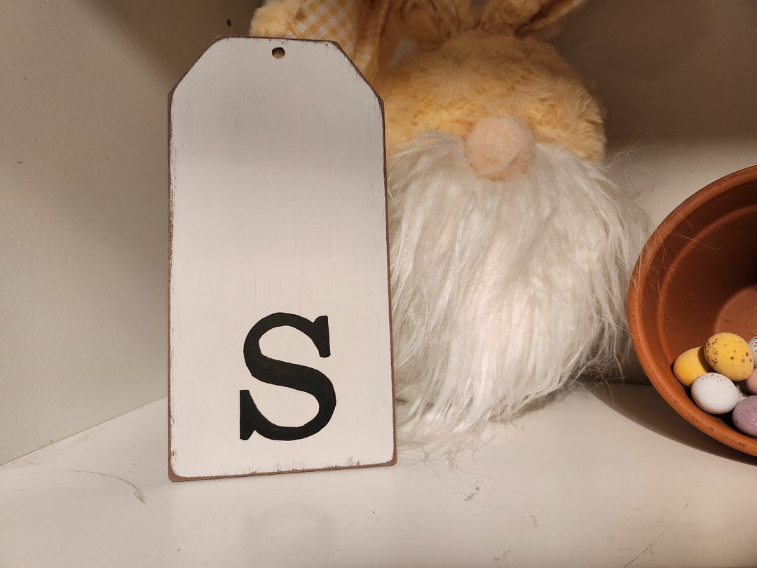 Personalized Wooden Letter Gift Tag: Hand Lettered Stocking Tag (16cm ...
