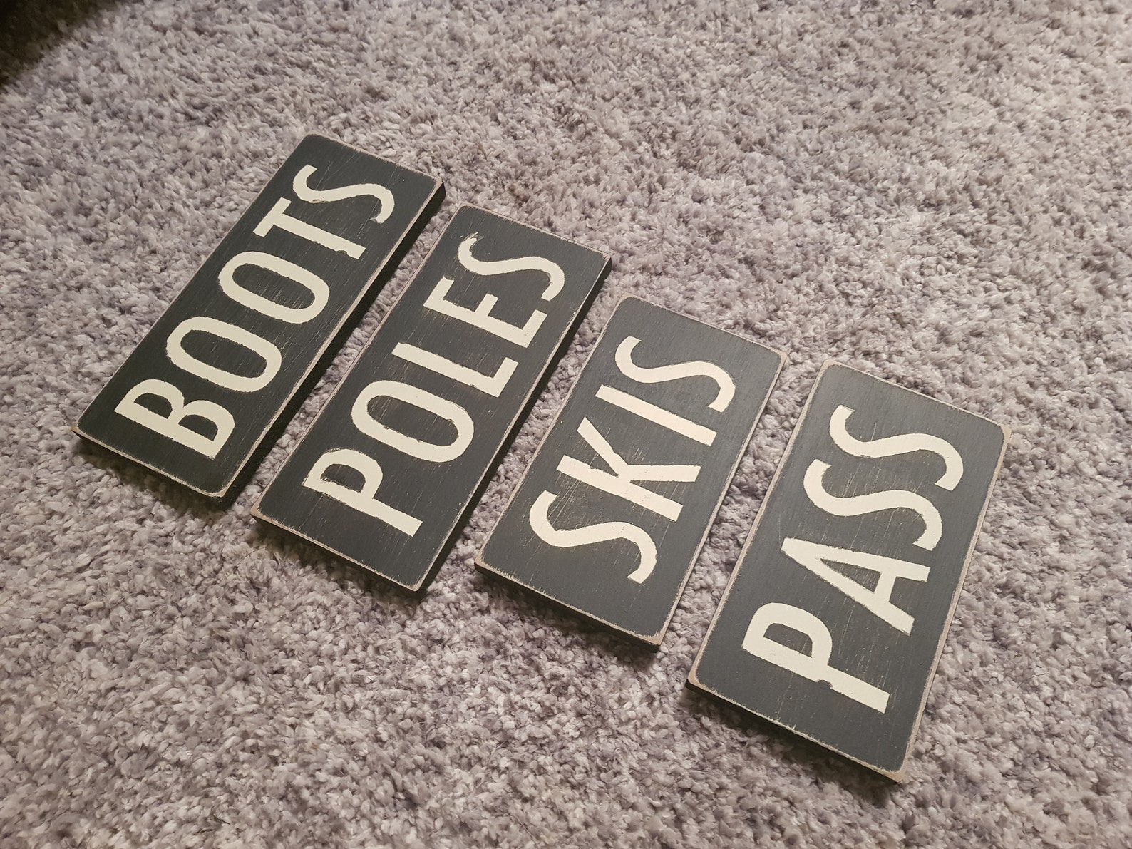Set of 4 Wooden Ski Signs Chalet Lodge Apartment Decor Ski - Etsy