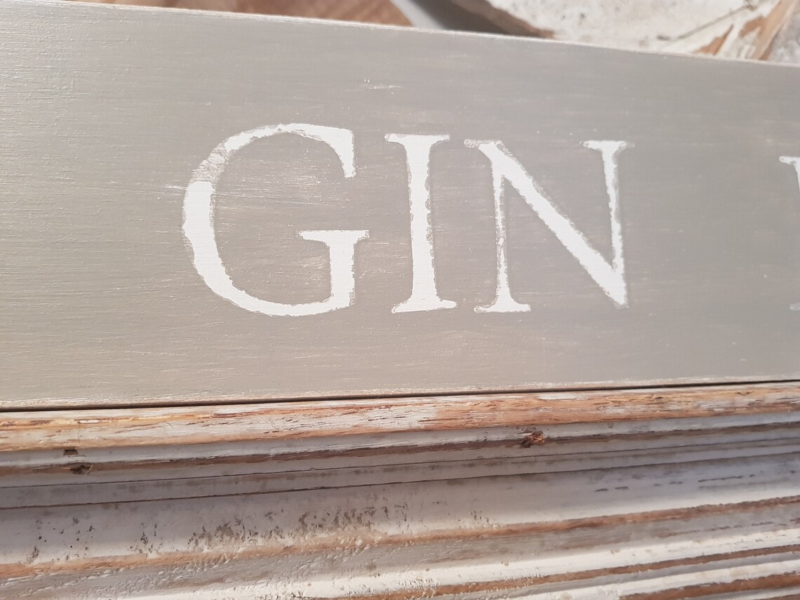 Handmade Wooden Sign THE GIN BAR Rustic Vintage Shabby | Etsy UK