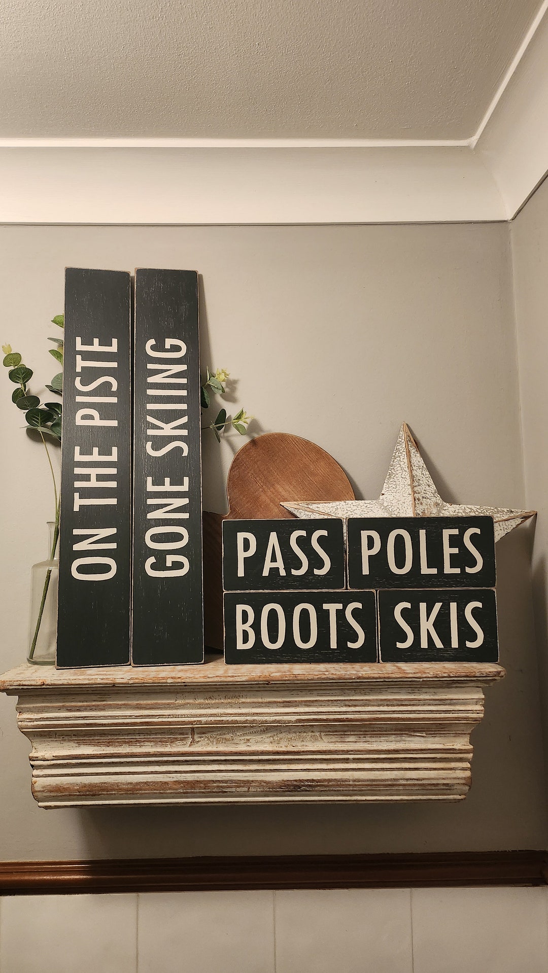 Set of 6 Wooden Ski Signs, Chalet, Lodge, Apartment Decor, Ski Decor - Etsy