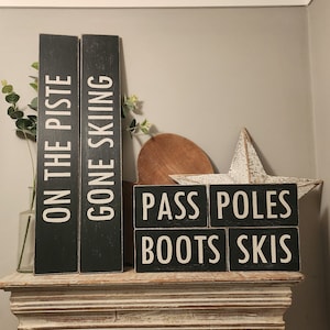 Set of 6 Wooden Ski Signs, Chalet, Lodge, Apartment Decor, Ski Decor - Etsy