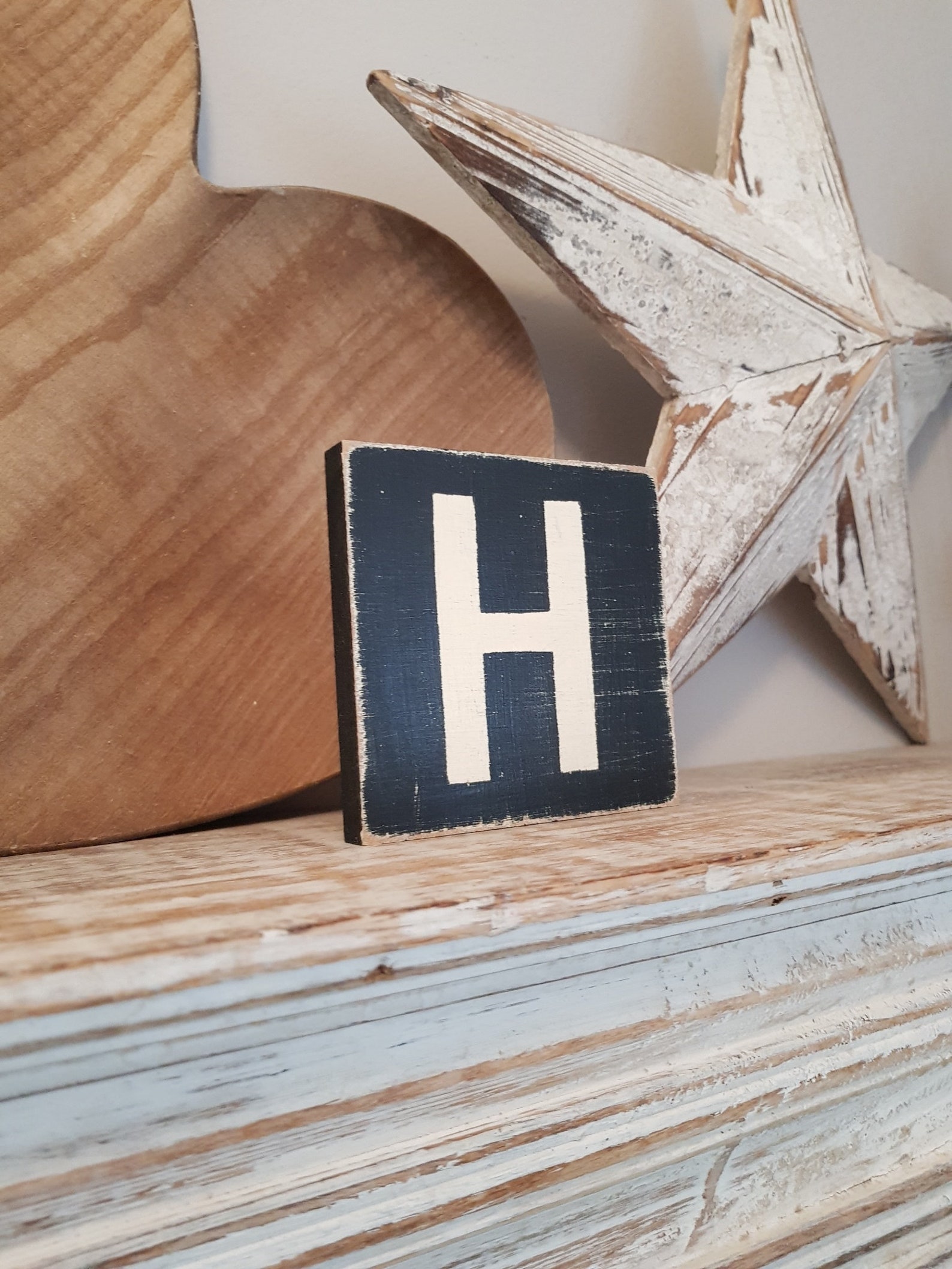 Wooden Sign, Vintage Style, Personalised Letter Blocks, Initials ...