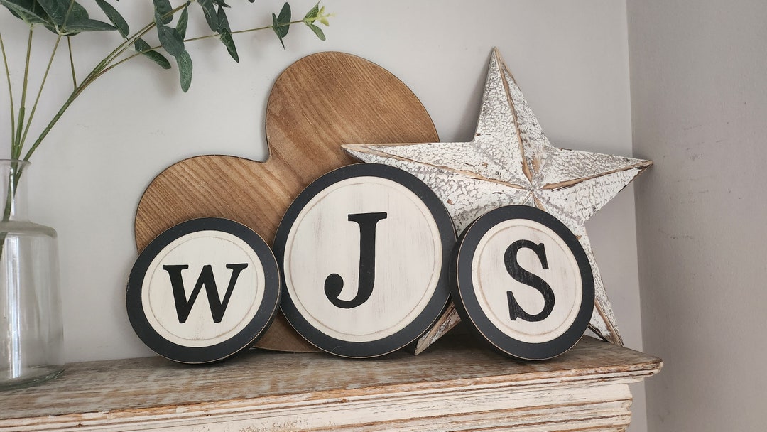 Round Letter Sign, Monogram, Initial, Wall Art, Home Decor, Rustic ...