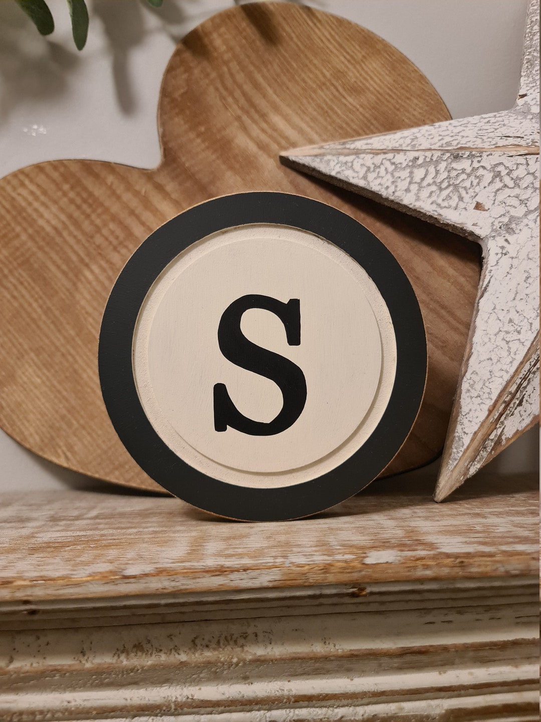 15cm Round Letter S Sign, Monogram, Initial, Wall Art, Home Decor ...