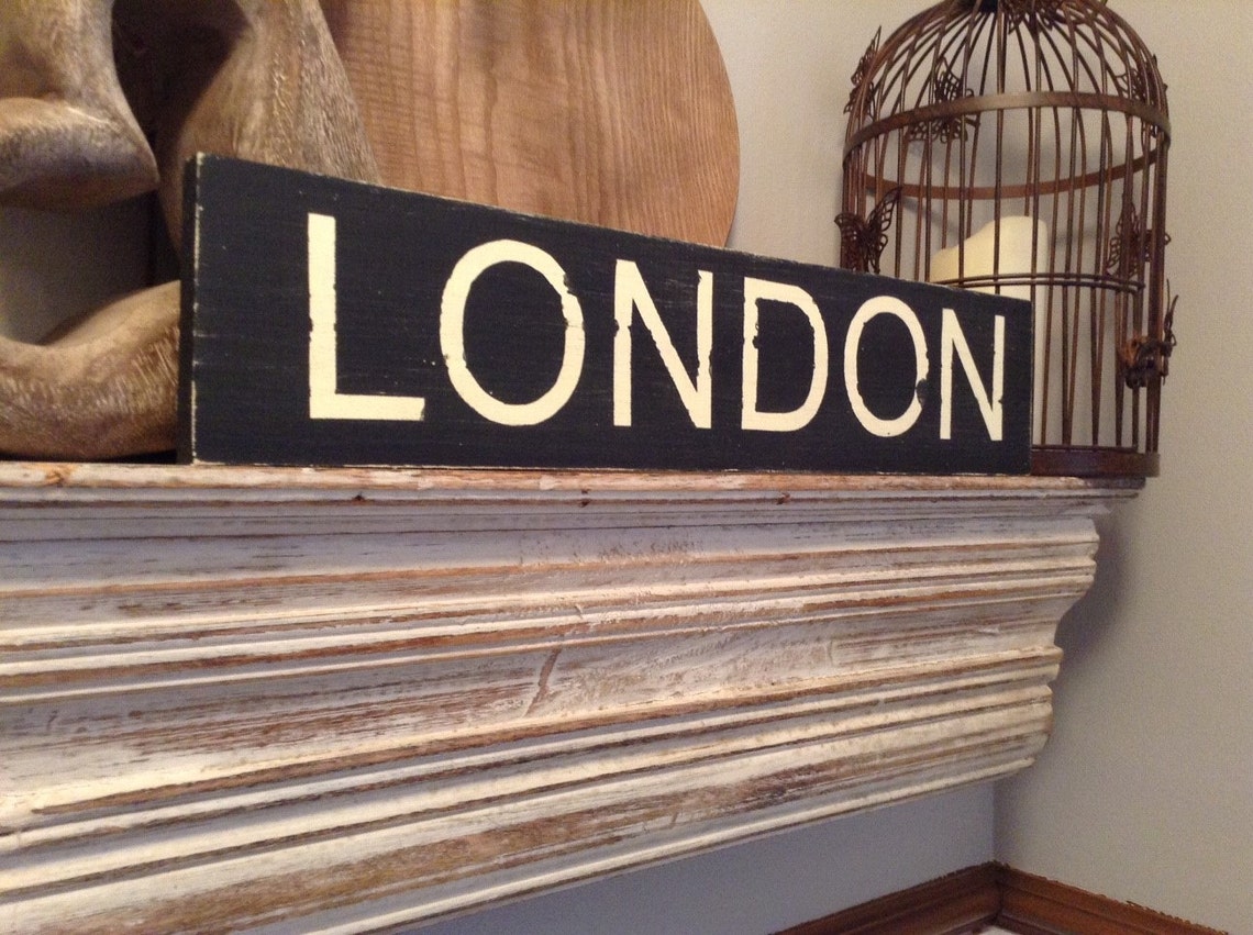 Handmade Wooden Sign - LONDON - Rustic, Vintage, Shabby Chic - Etsy