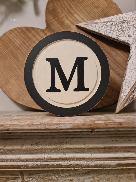20cm Round Letter M Sign Monogram Initial Wall Art Home | Etsy