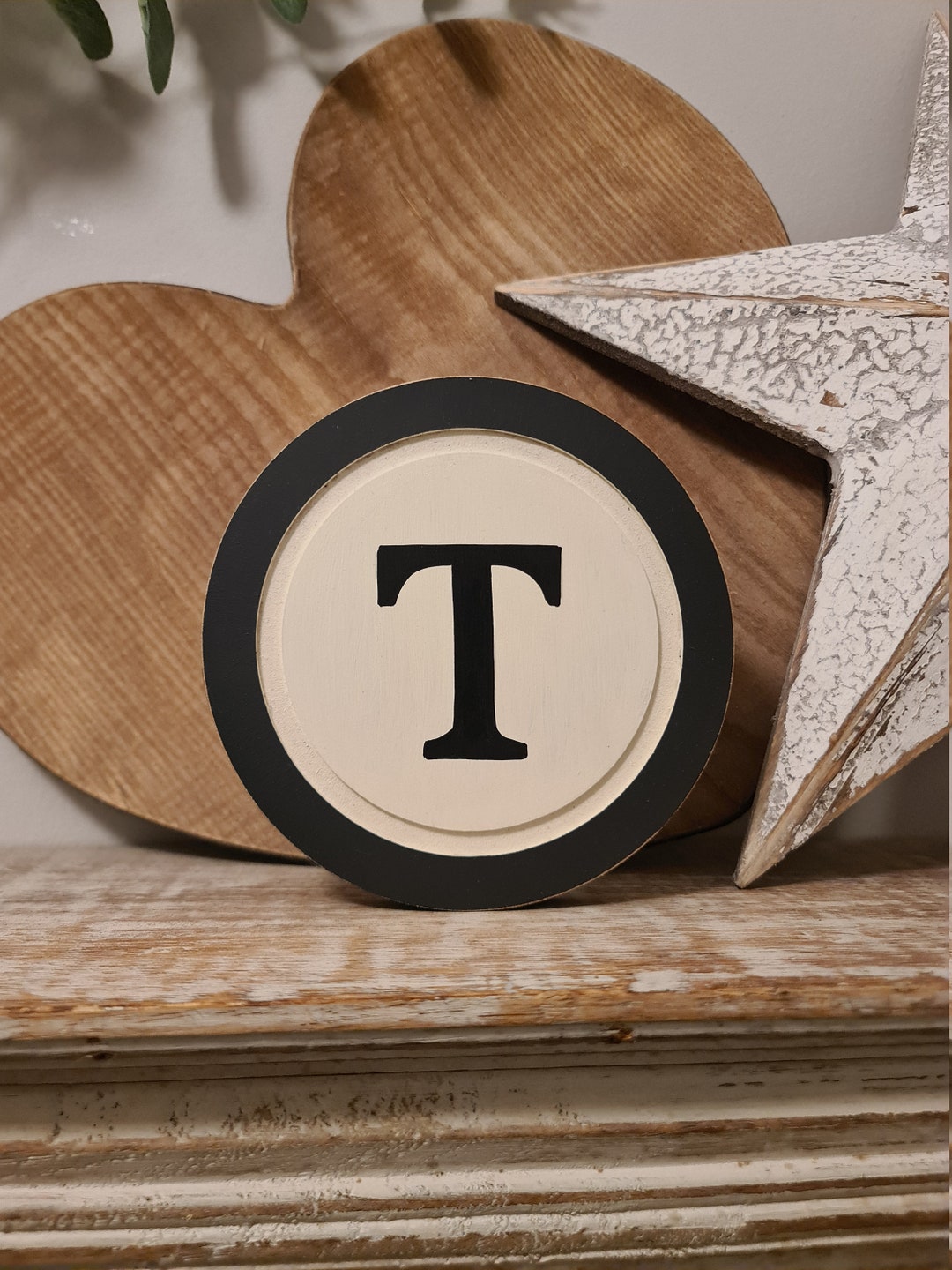 15cm Round Letter T Sign, Monogram, Initial, Wall Art, Home Decor ...