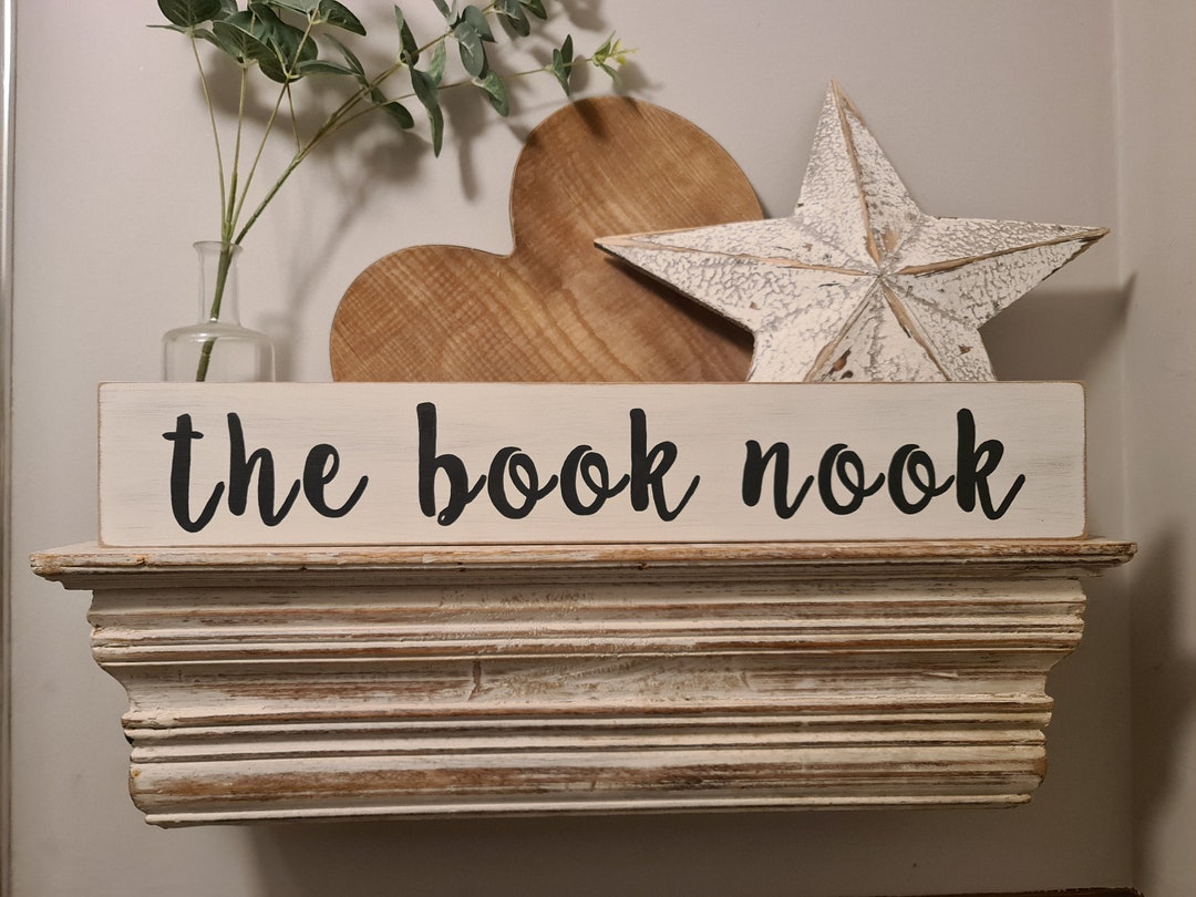 Handmade Wooden Sign THE BOOK NOOK Rustic, Vintage, Shabby Chic - Etsy