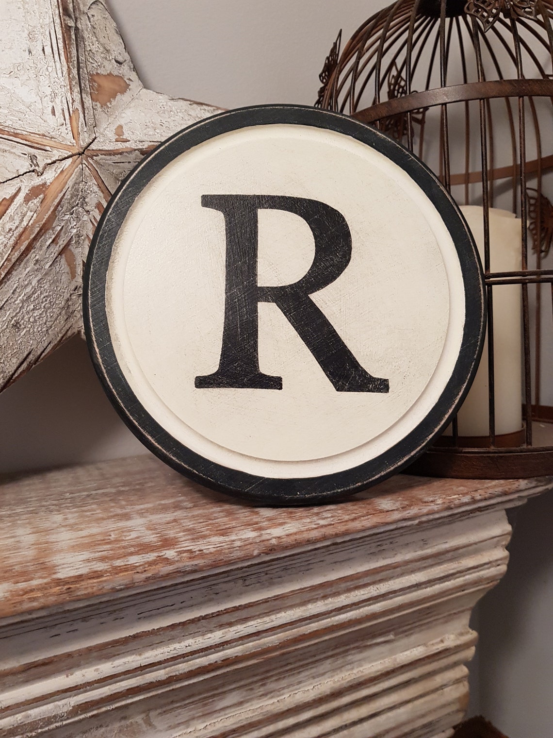 20cm Round Letter R Sign Monogram Initial Wall Art Home | Etsy