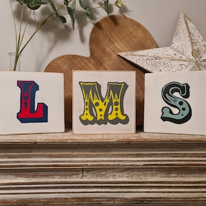 Personalized Letter Block, Initial, Wooden Letters, Monograms, Carnival ...