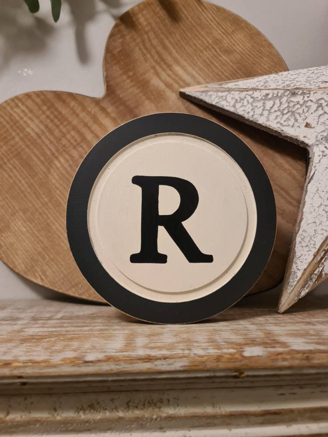 Rustic Letter R Sign: 15cm Cream & Black Monogram Wall Art - Etsy