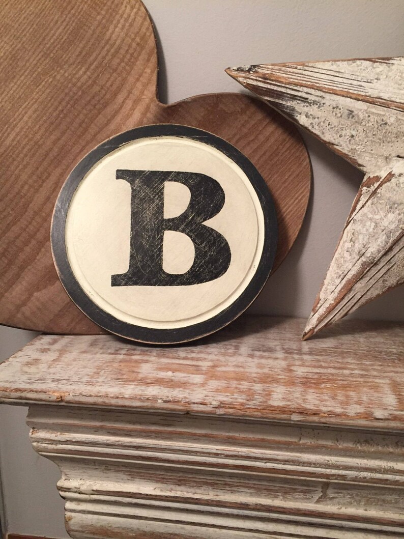 20cm Round Letter B Sign Monogram Initial Wall Art Home | Etsy
