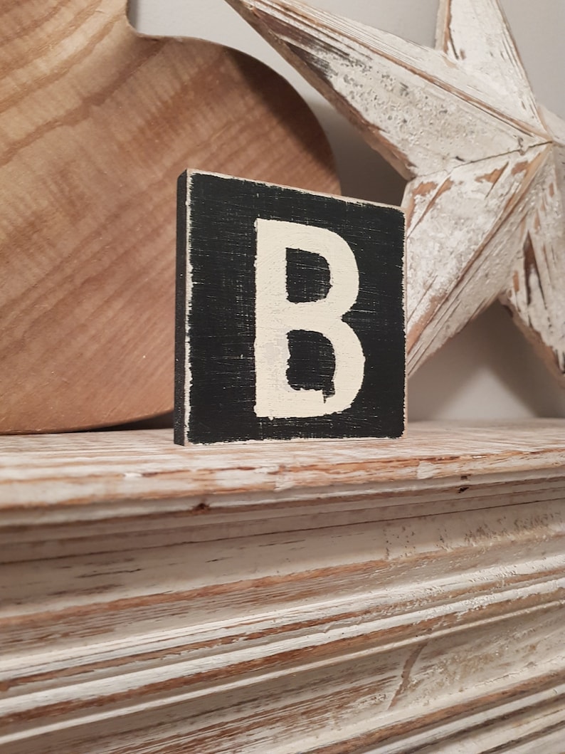 Hand Painted Wooden Letter Block: Vintage Style Initial Sign, 15cm ...