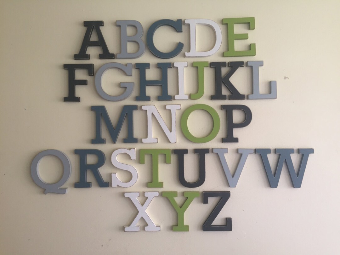 Full Wooden Alphabet - Hand Painted Wooden Letters Set - 26 Letters ...