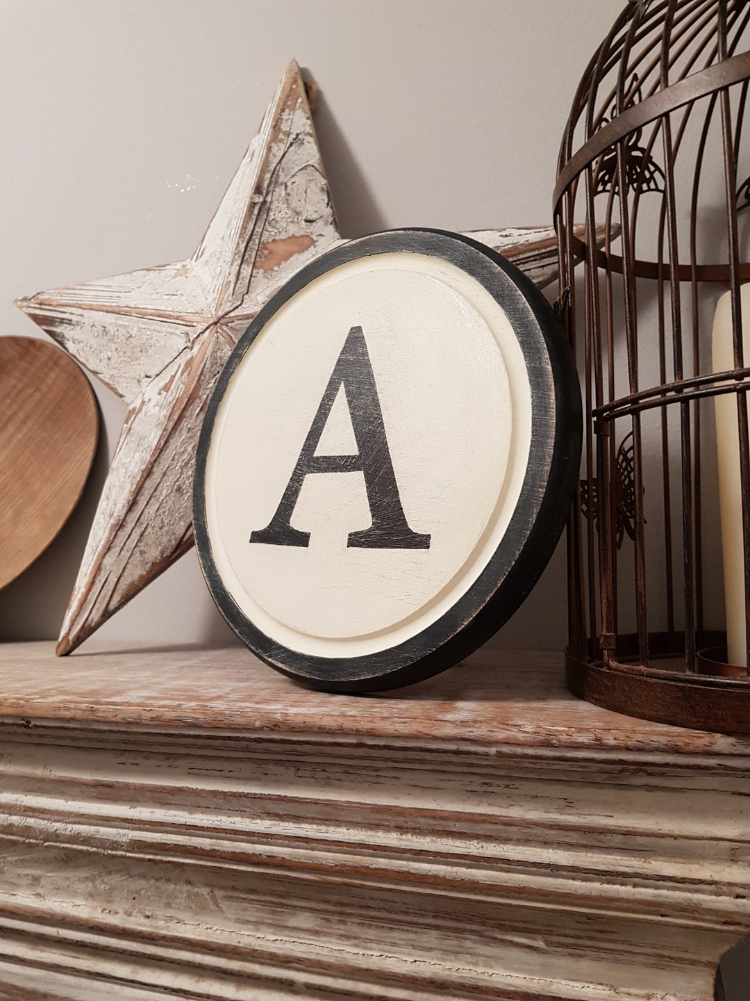 30cm Round Letter A Sign, Monogram, Initial, Wall Art, Home Decor ...