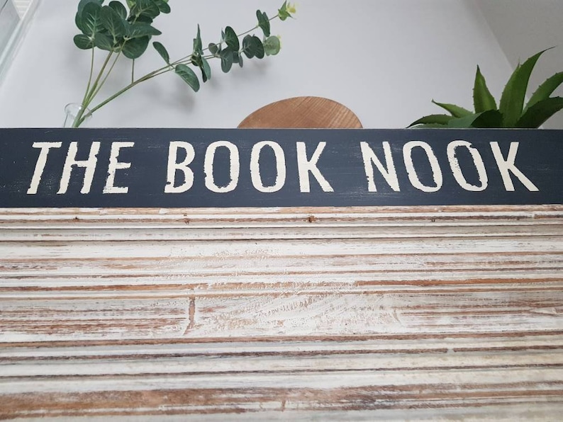 Handmade Wooden Sign - THE BOOK NOOK - Rustic, Vintage, Shabby Chic - Etsy