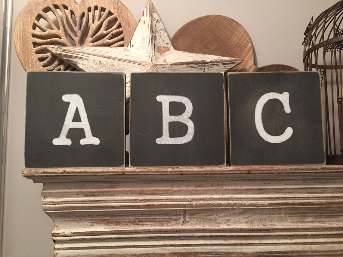 Personalised Letter Block, Initial, Wooden Letters, Monograms, 15cm ...