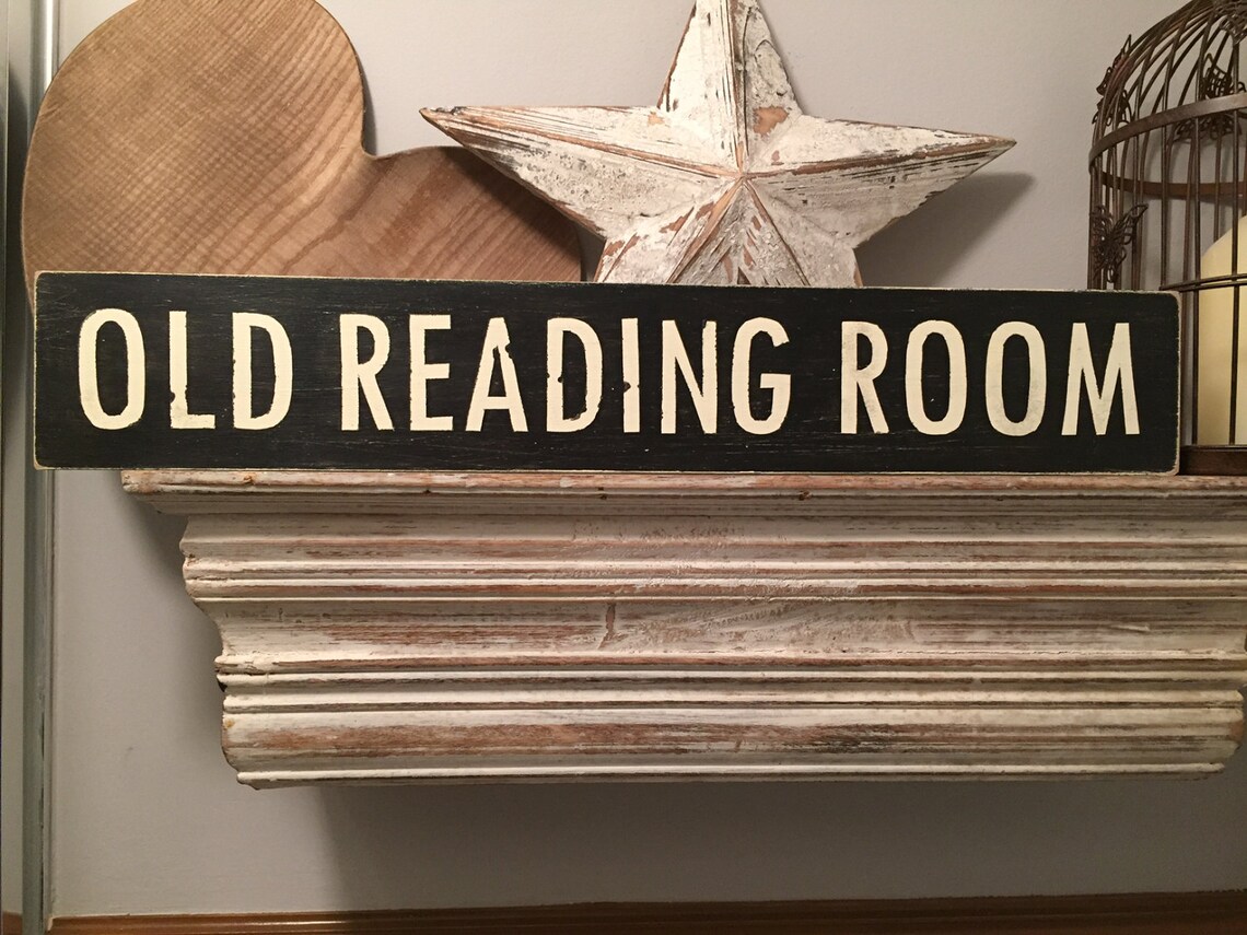 Painted Wooden Sign OLD READING ROOM Rustic Vintage - Etsy UK