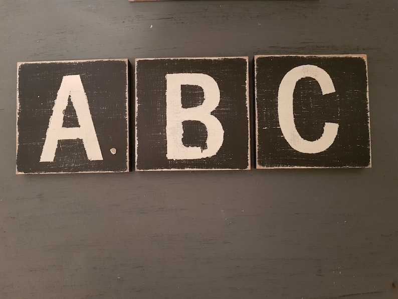 Hand Painted Wooden Letter Block: Vintage Style Initial Sign, 15cm ...