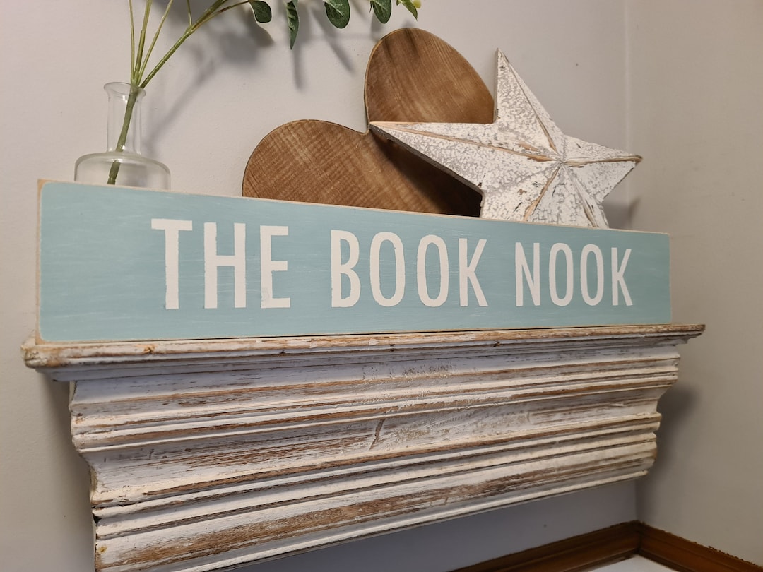 Handmade Wooden Sign - THE BOOK NOOK - Rustic, Vintage, Shabby Chic - Etsy