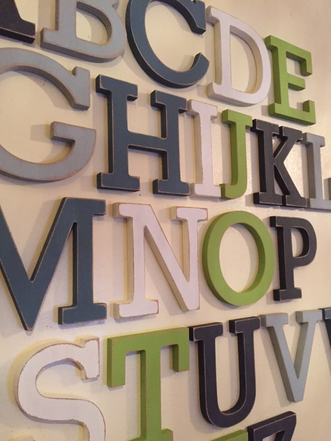 Full Wooden Alphabet Hand Painted Wooden Letters Set 26 | Etsy