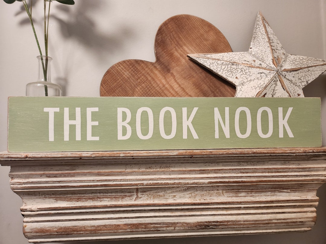 Handmade Wooden Sign - THE BOOK NOOK - Rustic, Vintage, Shabby Chic - Etsy